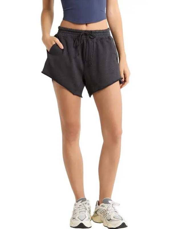 Free People Knockout Drawstring Relaxed Fit Shorts - Black