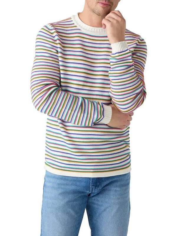 Robert Talbott Stripe Rollneck Sweater - White Multi