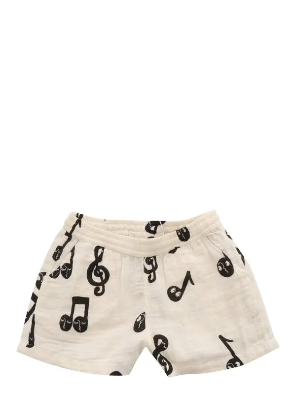 MINI RODINI Printed Muslin Bermuda Shorts - White