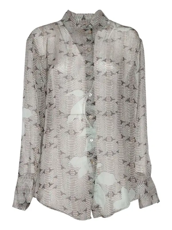 FORTE_FORTE Printed Chiffon Shirt - White