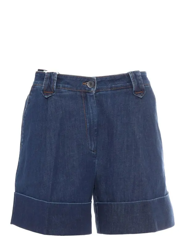 FAY Cuffed Bermuda Chinos - Blu