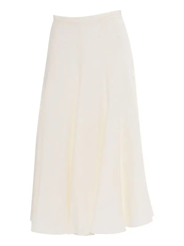 Fabiana Filippi Viscose Linen Flared Midi Skirt - White