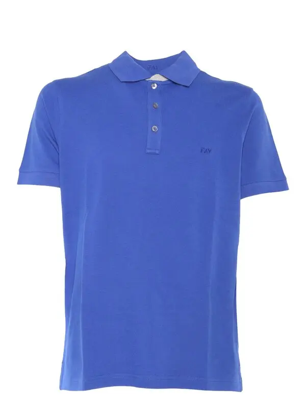 FAY Polo Db Collar Piquet Str. Bicolor - Blu