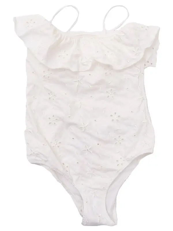 MC2 SAINT BARTH Brielle Flower Embroidery Swimsuit - White