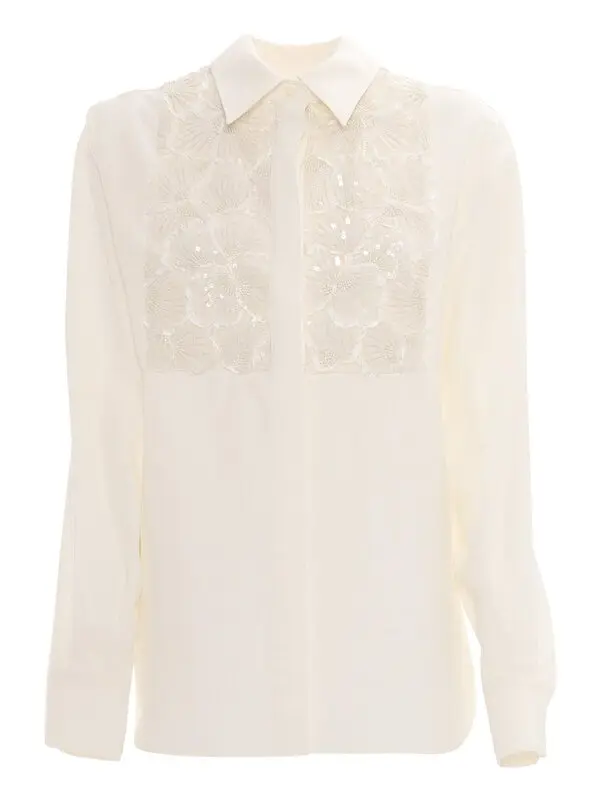 P.a.r.o.s.h Embroidered Plastron Shirt - White