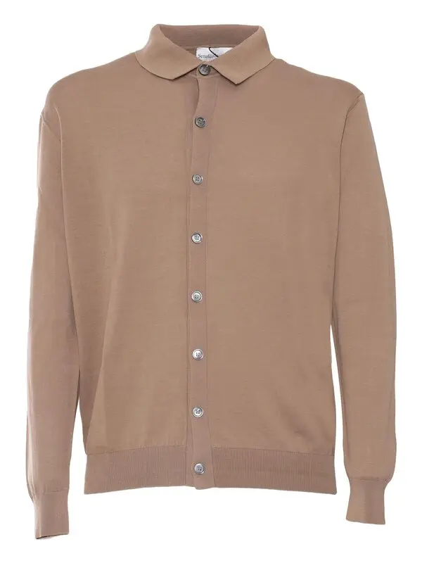 SETTEFILI CASHMERE High Gauge Ice Cotton Long Sleeve Cardigan - Red