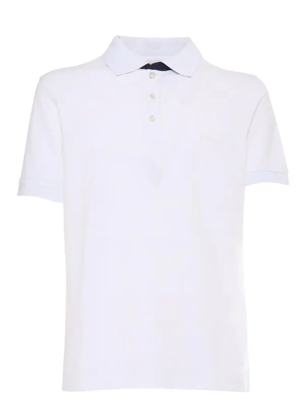 FAY Polo Shirt With Double Button Collar - White