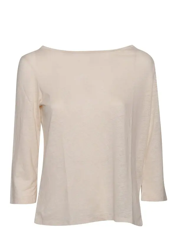 Majestic Filatures 3/4 Sleeve Boatneck Top - White