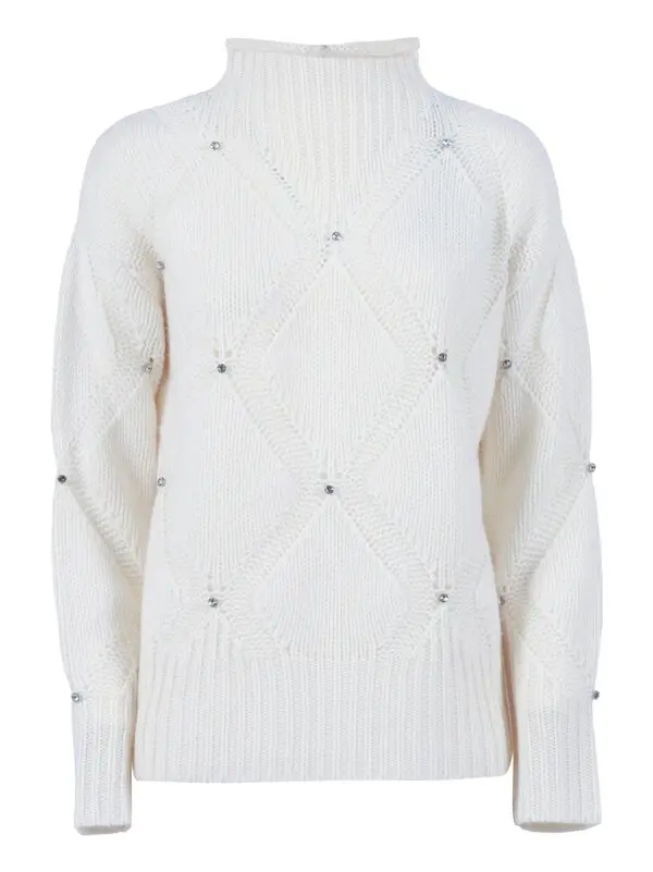 KANGRA High Neck Knit Top - White