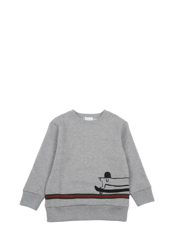Gucci Long Sleeve Felted Cotton Crewneck Sweatshirt - Other