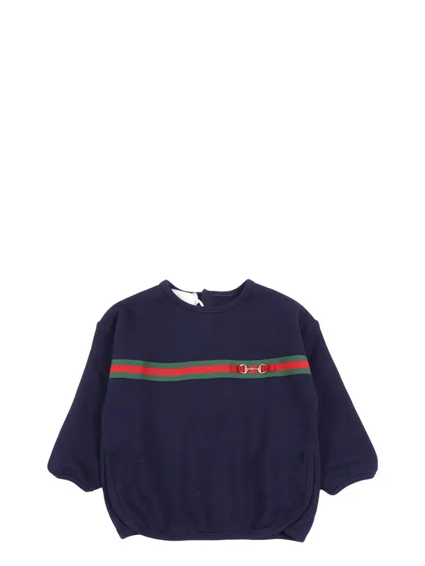 Gucci Long Sleeve Felted Cotton Sweatshirt - Blu