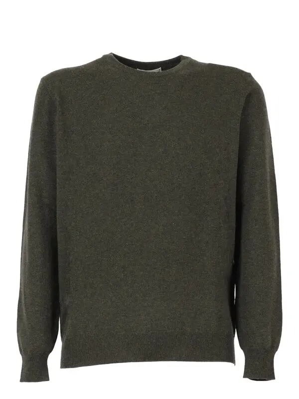 KANGRA Crewneck Sweater With Alcantara Patches - Green