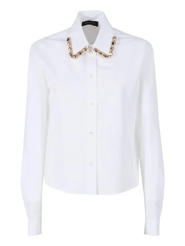 Fabiana Filippi Boxy Poplin Shirt With Embellishment - White