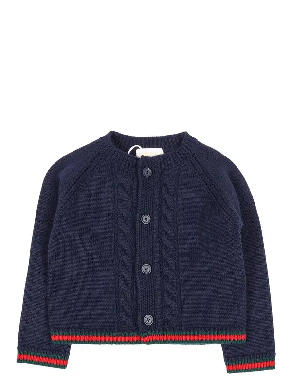 Gucci Long Sleeve Plain Knit Cardigan - Blu