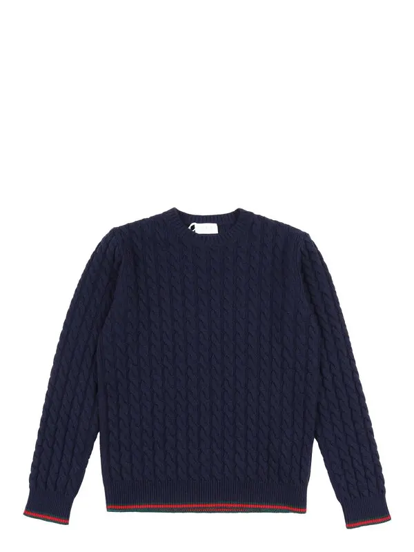 Gucci Cable Knit Crewneck Top - Blu