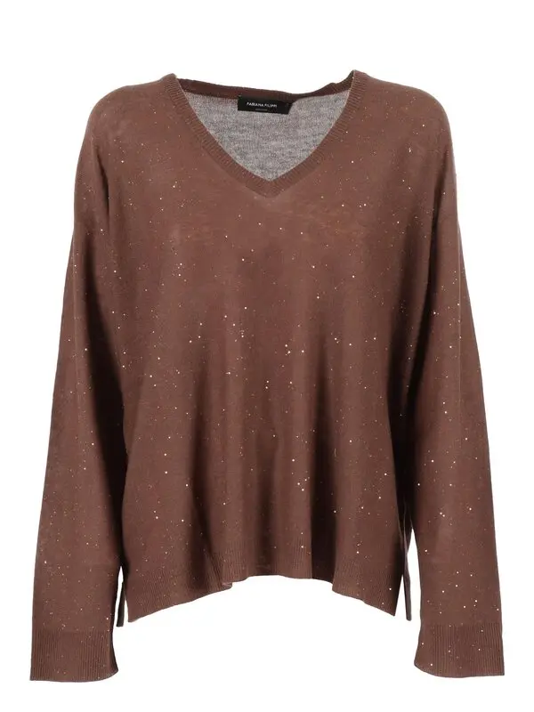 Fabiana Filippi Wool Top With Sequins - Red
