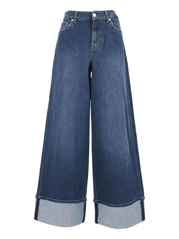 7 For All Mankind Marie Radar Wide-leg Jeans With Cuffs - Blu