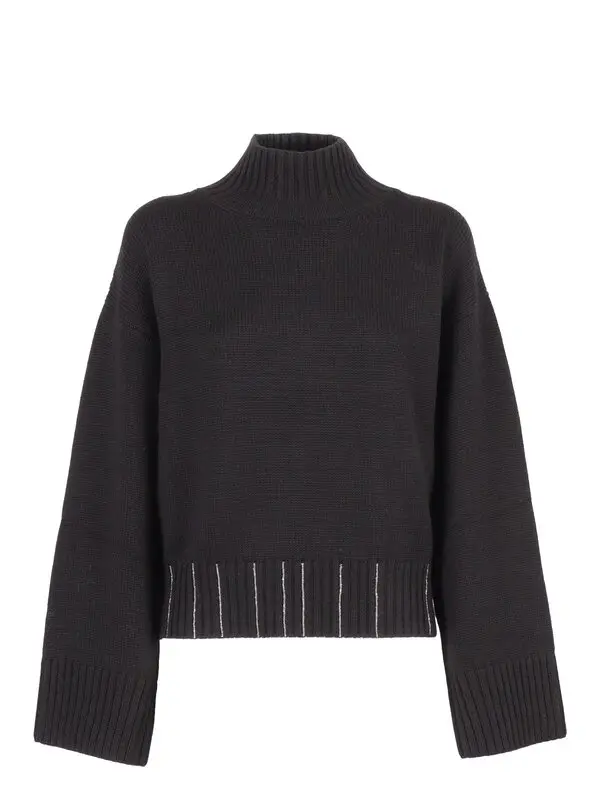 Fabiana Filippi Cropped Merino Turtleneck Knit Top - Red