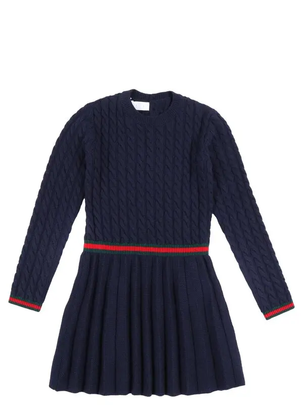 Gucci Long Sleeve Wool Knit Dress - Blu