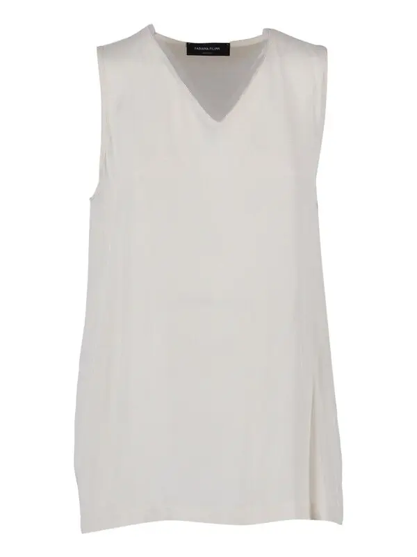 Fabiana Filippi Enver Satin Tank With Tulle Trim - White