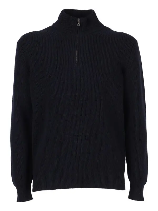 BALLANTYNE Half Zipped Pullover - Blu