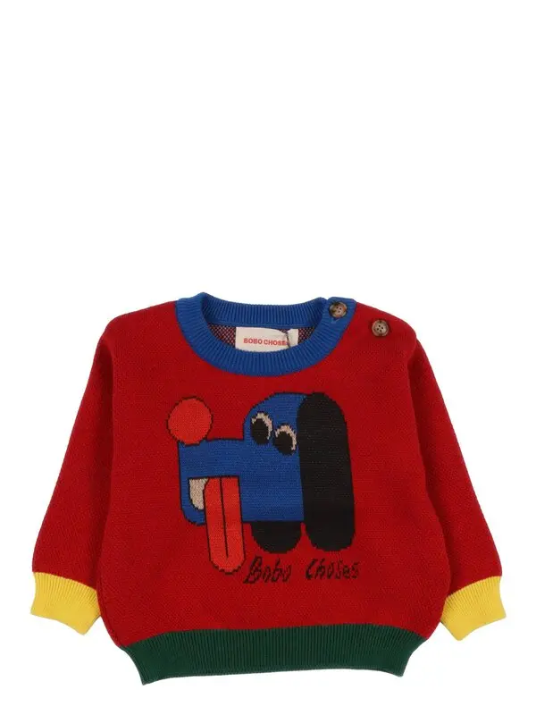 BOBO CHOSES Doggy Mate Jacquard Jumper - Red