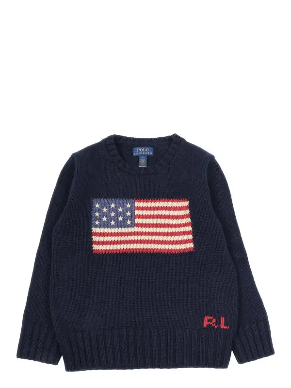 Polo Ralph Lauren Flag Intarsia Knit Sweater - Blu