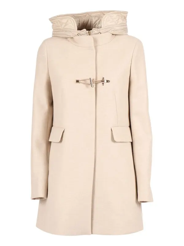 FAY Double Breasted Toggle Coat - White