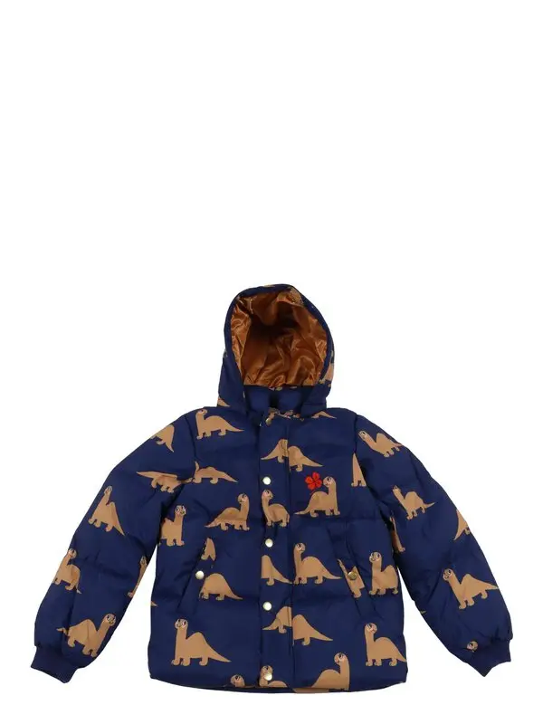MINI RODINI Dinos Aop Hooded Puffer - Blu