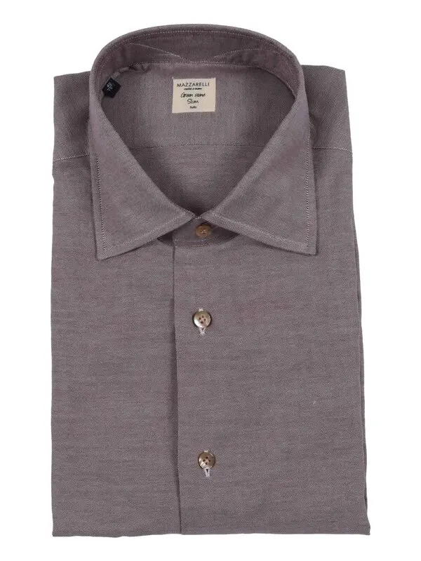 MAZZARELLI CAMICIE Slim Fit Oxford Cotton Shirt - Red