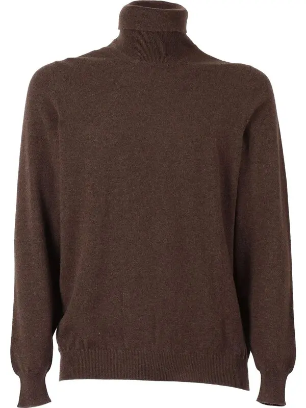 Fedeli Long Sleeve Knitted Turtleneck Sweater - Red