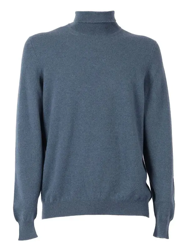 Fedeli Knitted Turtleneck Sweater - Blu