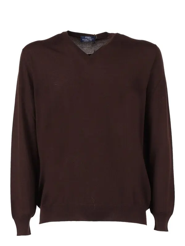 Fedeli V-neck Knitted Sweater - Red