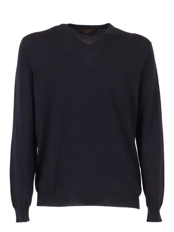 SLOWEAR V Neck Knit Top - Blu