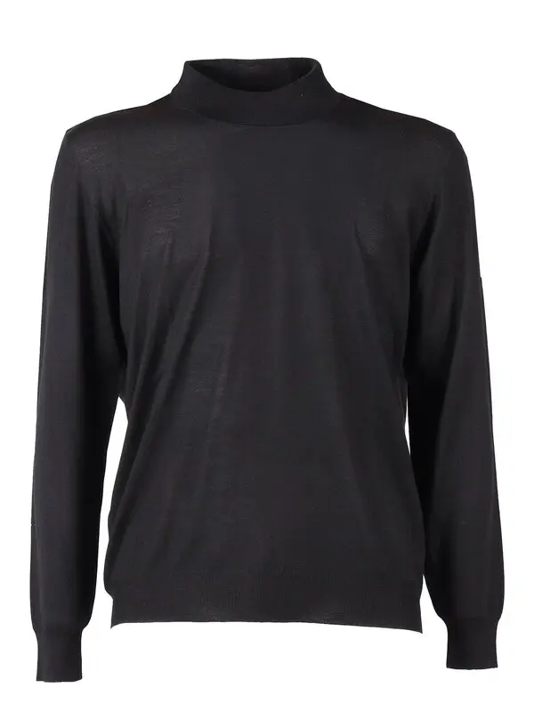 Fedeli Knitted Long Sleeve Mock Neck Sweater - Red
