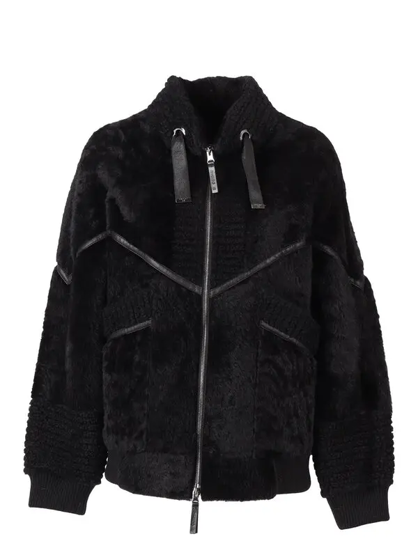 DIEGO M Nappa Leather Jacket With High Collar - Red