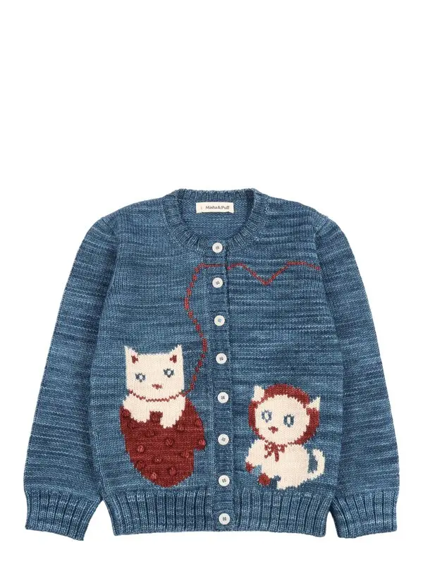 MISHA & PUFF Three Little Kittens Cardigan - Blu
