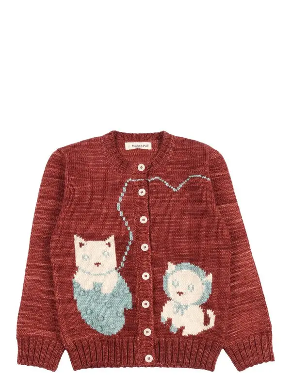 MISHA & PUFF Three Little Kittens Cardigan - Red