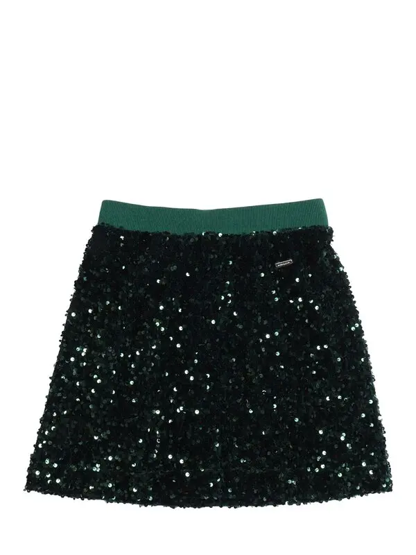 Monnalisa Mini Skirt With Sequins - Green