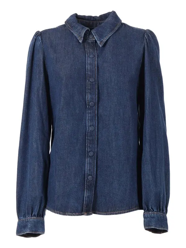 7 For All Mankind Puff Sleeve Shirt - Blu