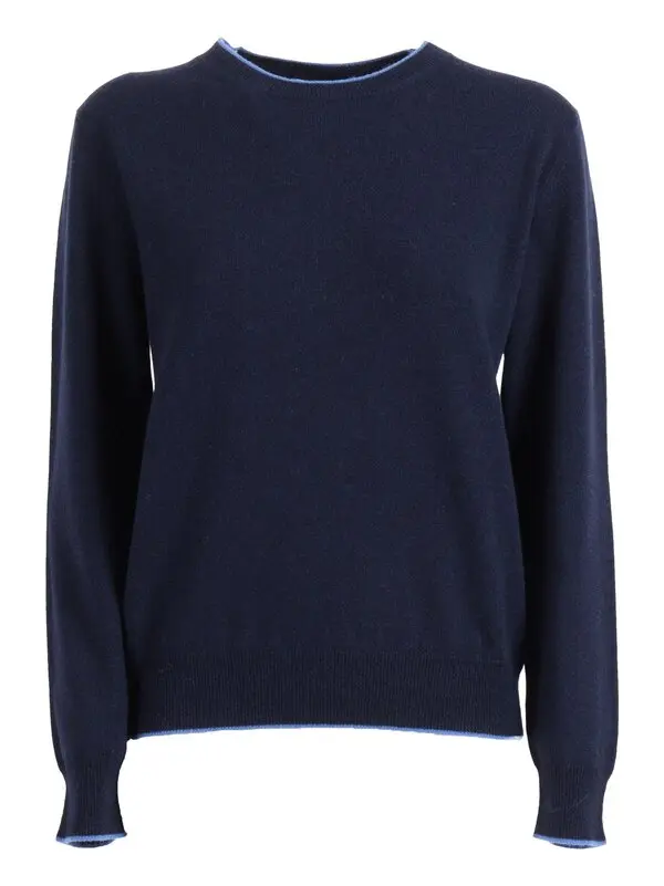 KANGRA Crew Neck With Contrast Trim - Blu
