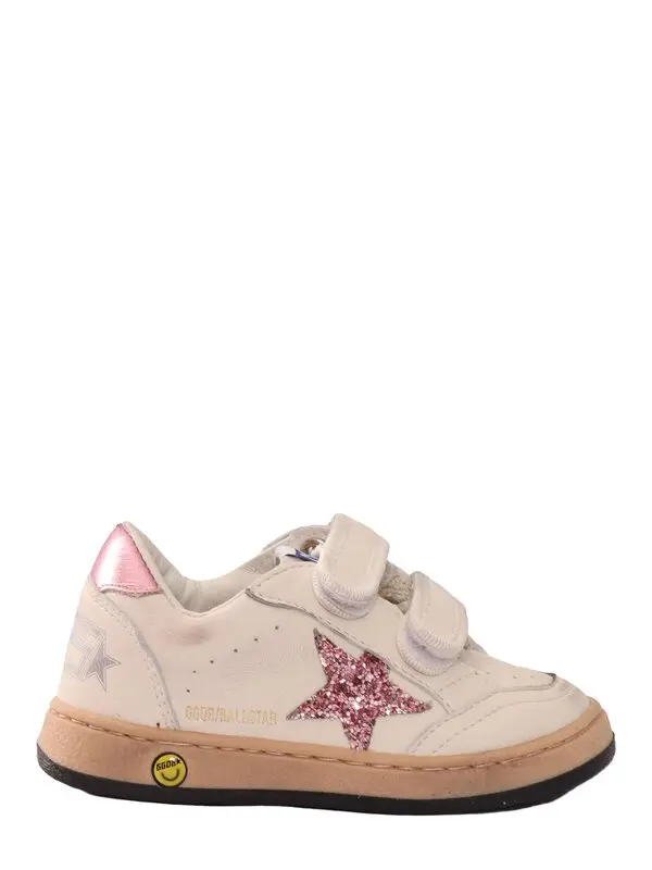 GOLDEN GOOSE Ballstar Nappa Sneakers With Glitter Star And Laminated Heel - White