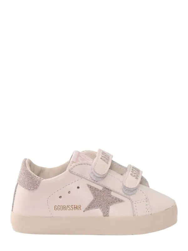 GOLDEN GOOSE School Nappa Sneakers With Glitter Star - White