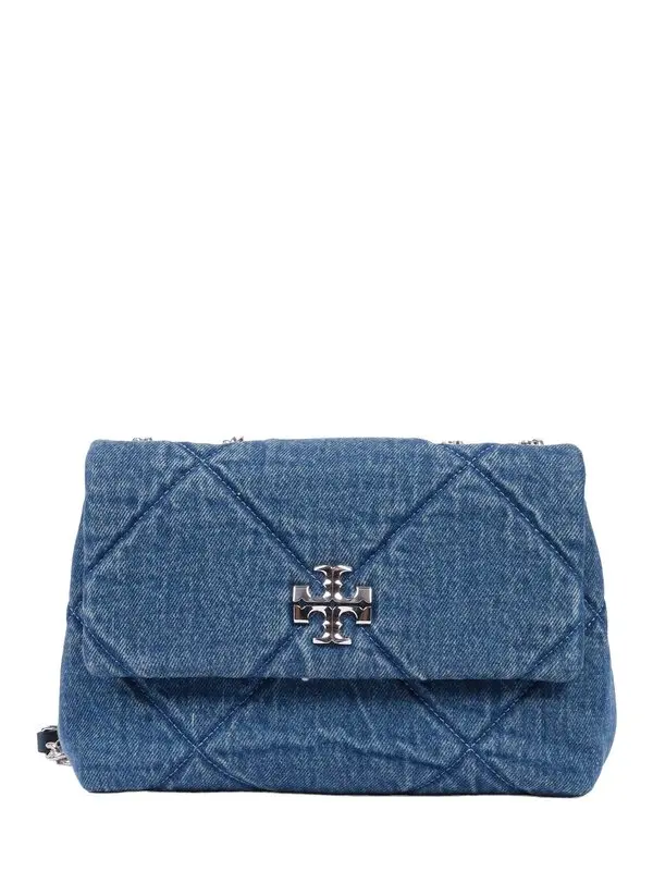 Tory Burch Kira Diamond Quilt Denim Small Convertible Shoulder Bag - Blu