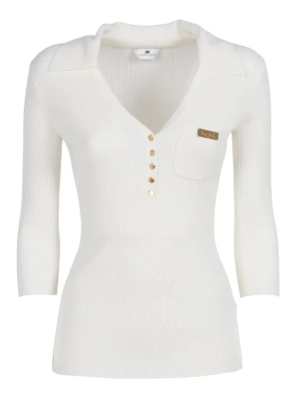 Elisabetta Franchi Tricot Knit Top - White