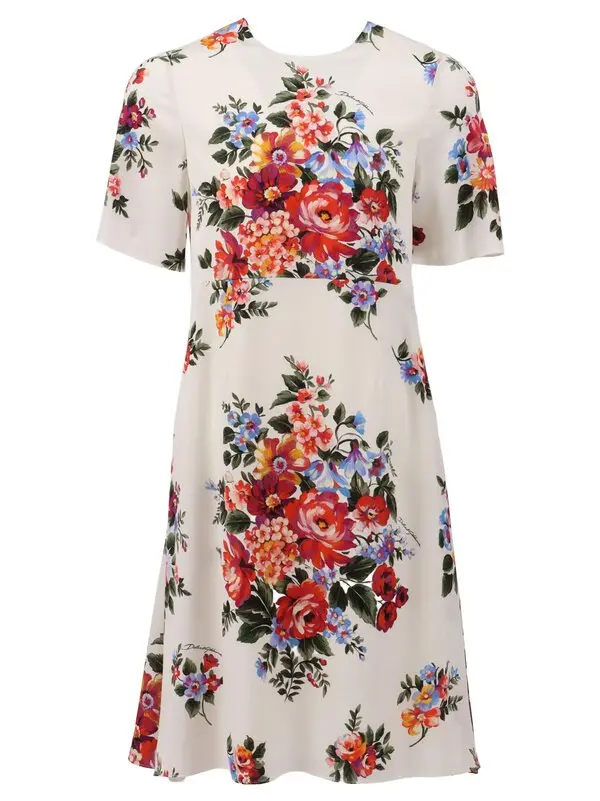 Dolce & Gabbana Short Sleeve Dress - White