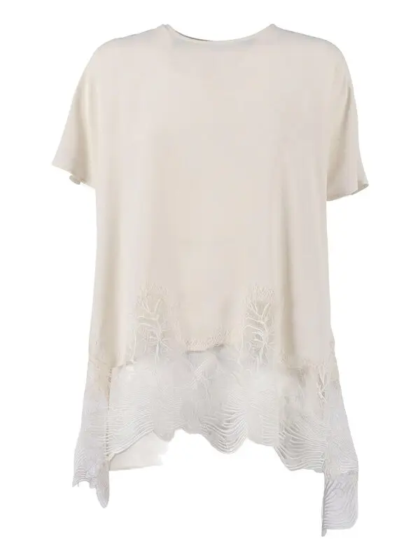 Fabiana Filippi Crepe De Chine Top With Lace - White