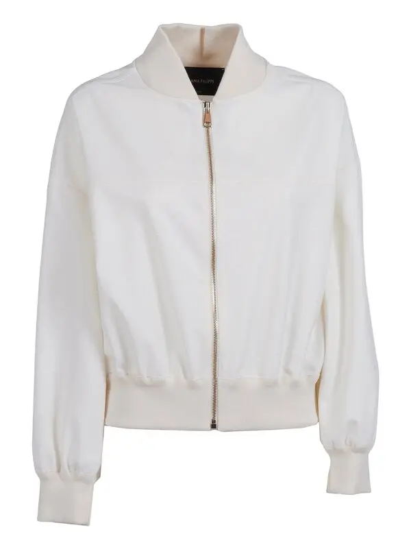 Fabiana Filippi High Neck Bomber Jacket - White