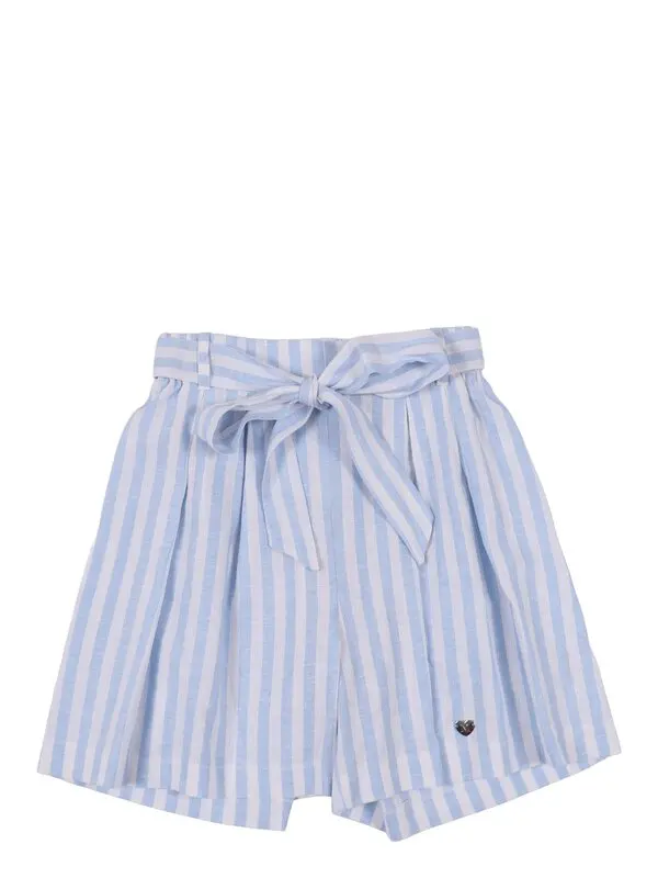 Monnalisa Striped Linen Shorts - White