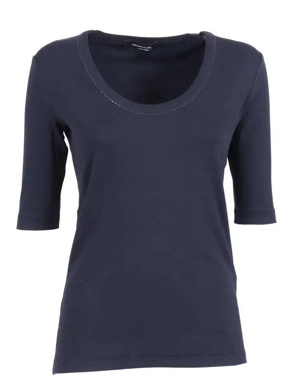 Fabiana Filippi Jersey T-shirt With Elbow Sleeves - Blu